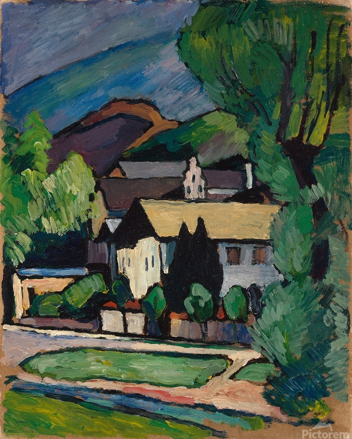 Bayerische Dorfhäuser unter Bäumen [circa 1911] by Alexander Kanoldt [1881–1939] by ...